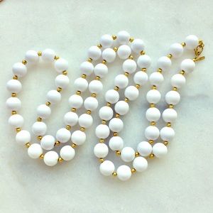 Monet | Jewelry | Vintage Monet Long White Gold Beaded Necklace | Poshmark